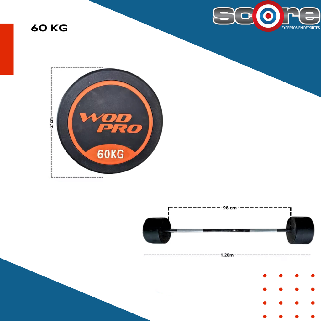 Set de 385 kg barras rectas con peso integrado Wod Pro | Score México